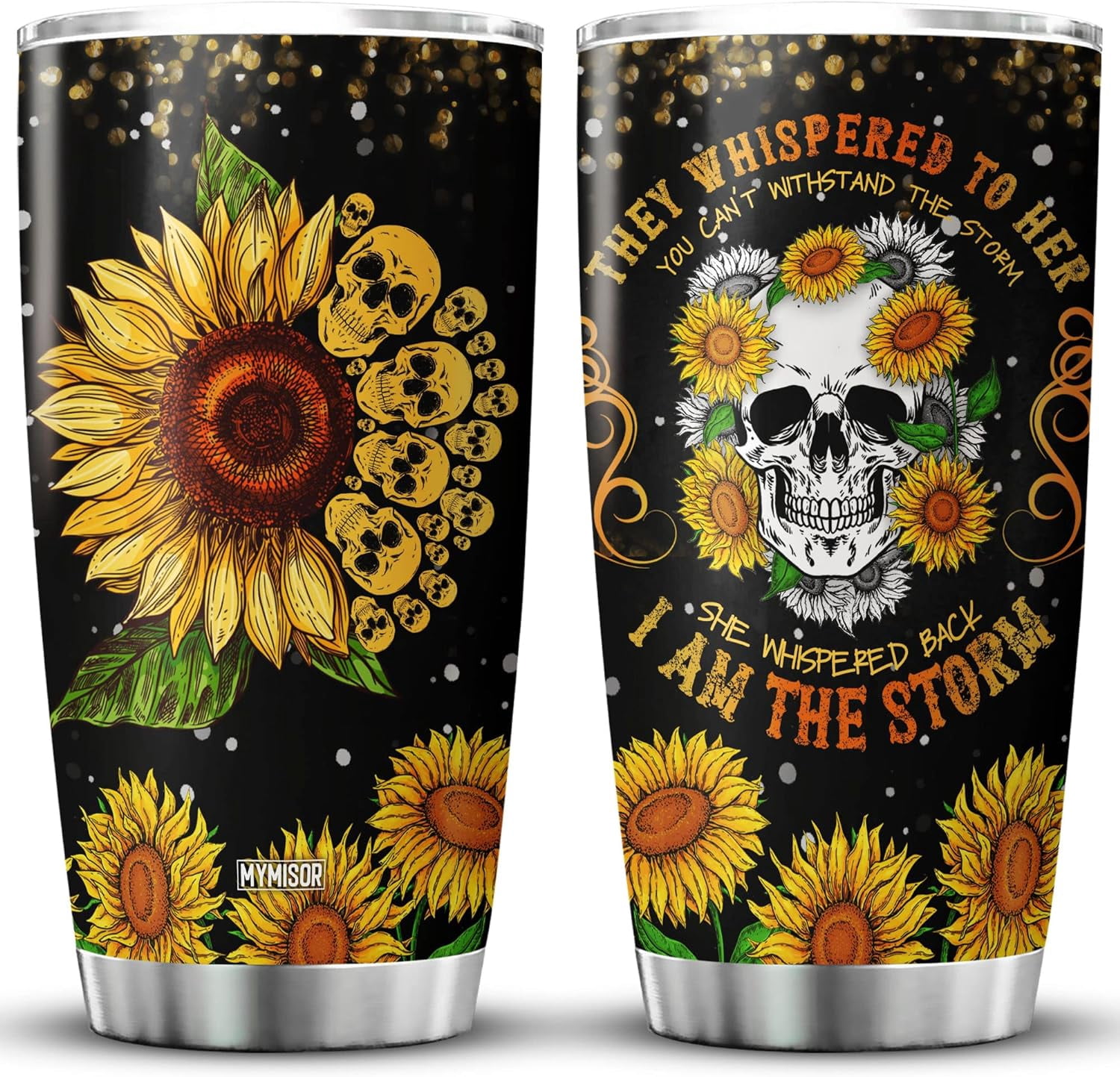 20oz Sunflower Skull Tumbler - “I Am The Storm” Hippie Design ...