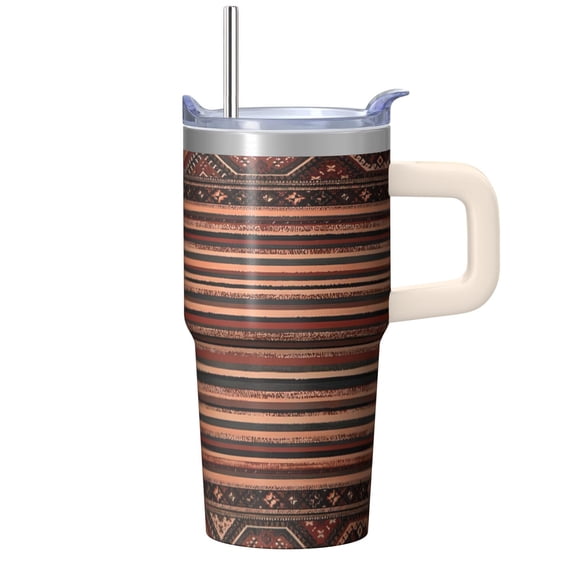 20oz Travel Coffee Mug Cup with Lid and Straw, Bohemian Stainless Steel ...