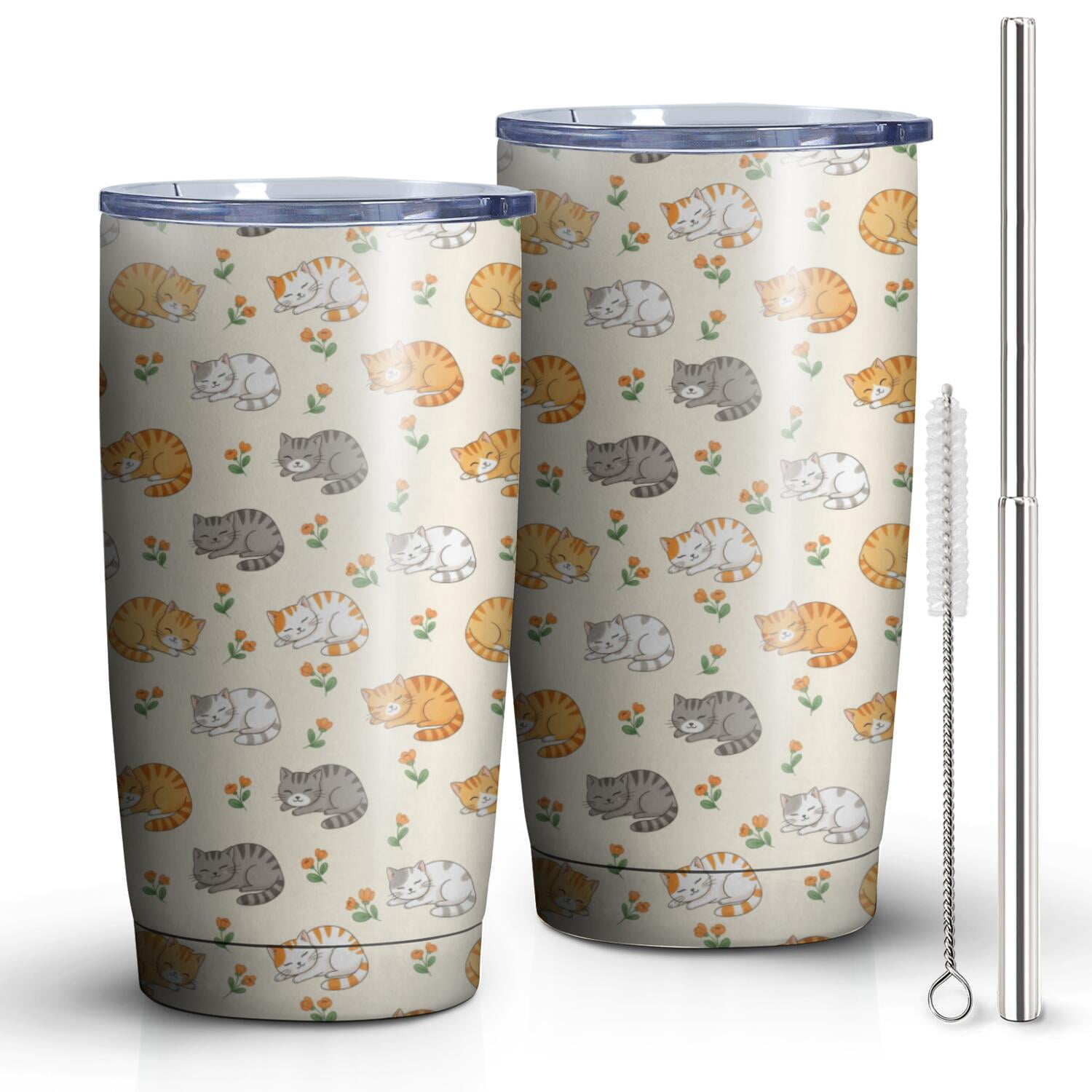 20oz Travel Coffee Tumbler, Stainless Steel, Lid, Outdoor Use,Cat ...