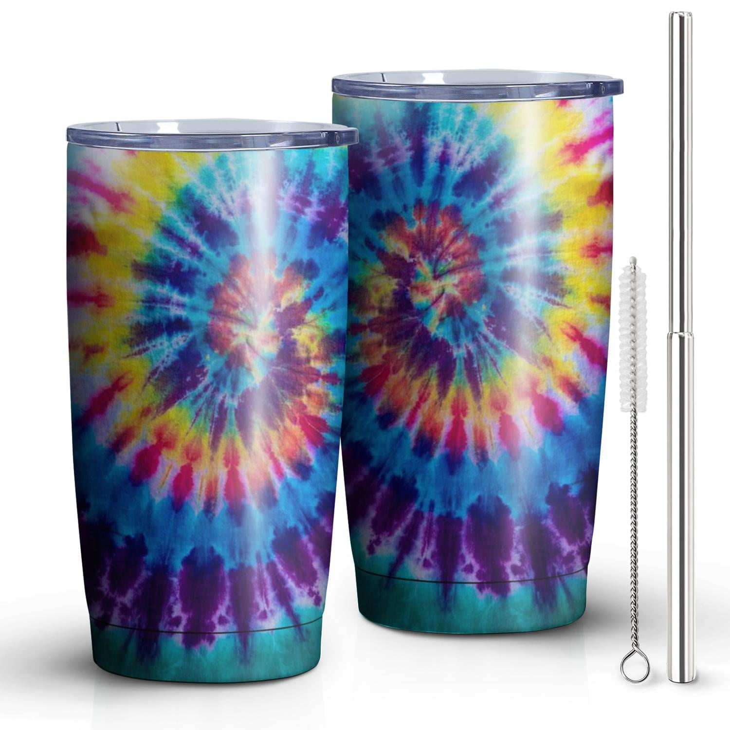 20oz Tumbler with Lid and Straw Stainless Colorful Rainbow Steel Vacuum ...