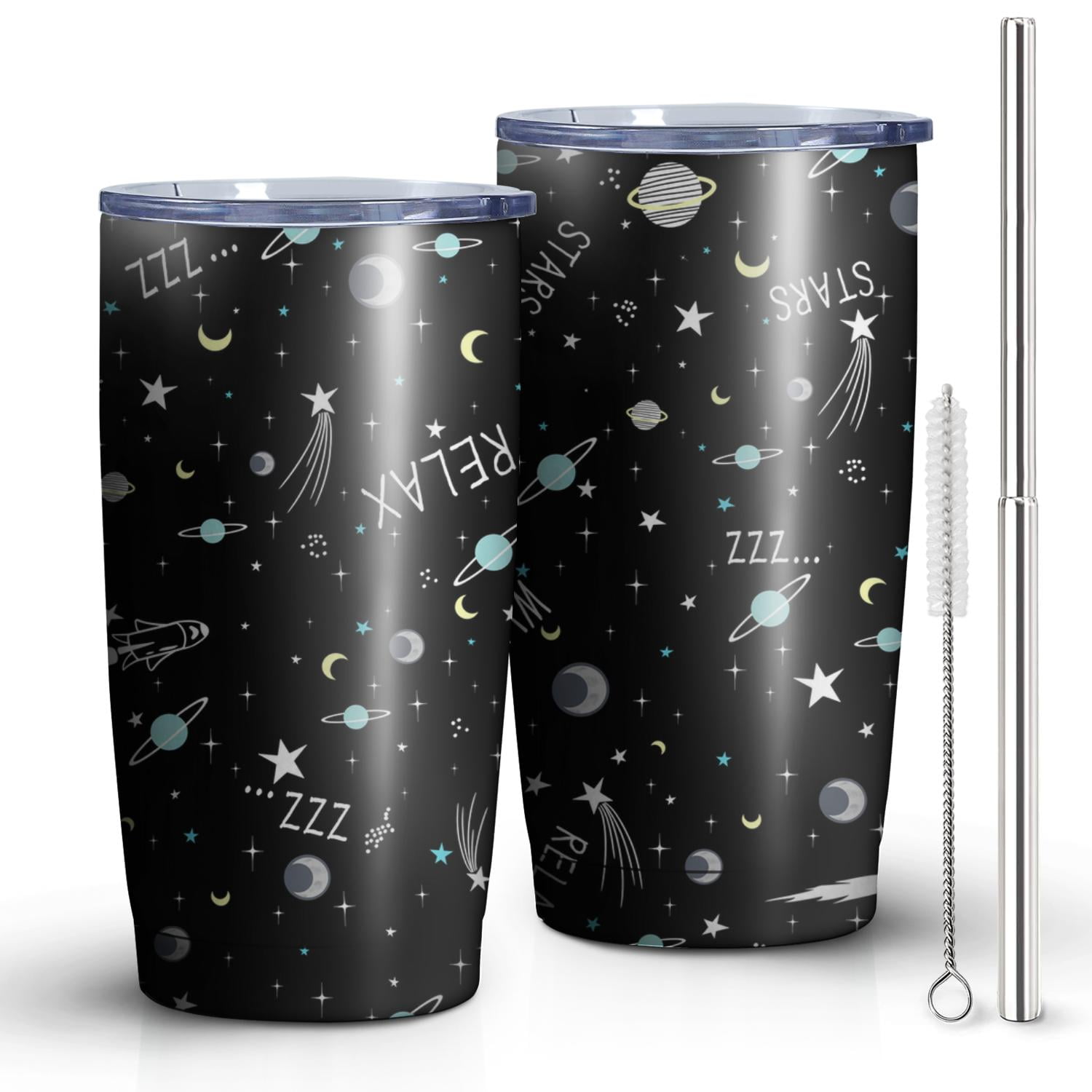 20oz Tumbler with Lid and Straw Stainless Starry Sky Steel Vacuum ...