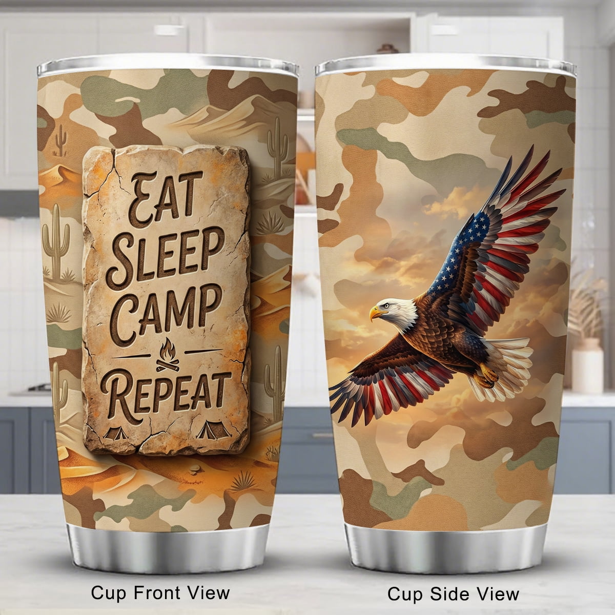 20oz Tumbler, Stainless Steel Insulated Travel Mug, Eat Sleep Camp ...