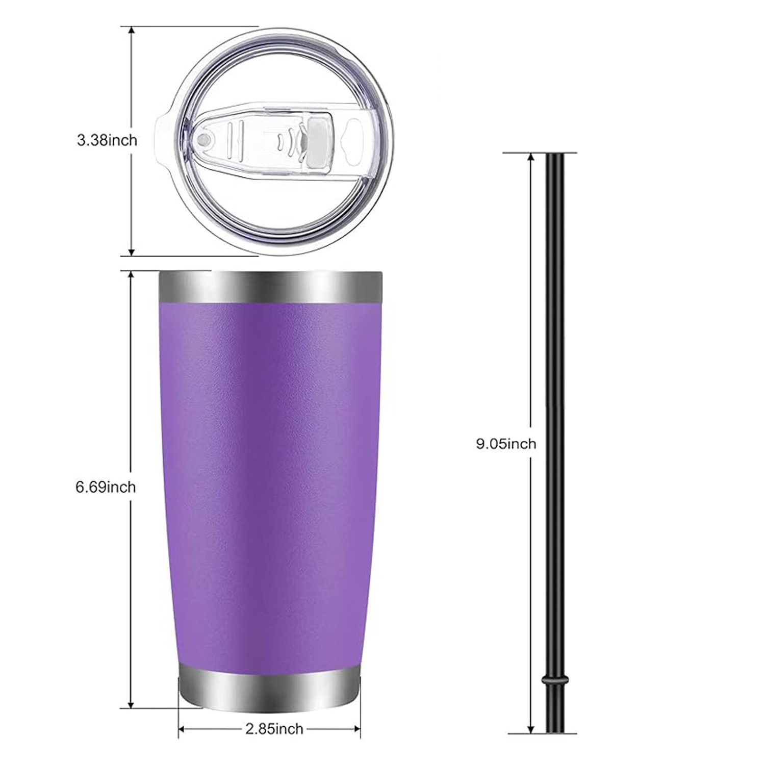 20oz Tumbler with Lid and Straw Stainless Steel Tumbler Cup Vacuum ...