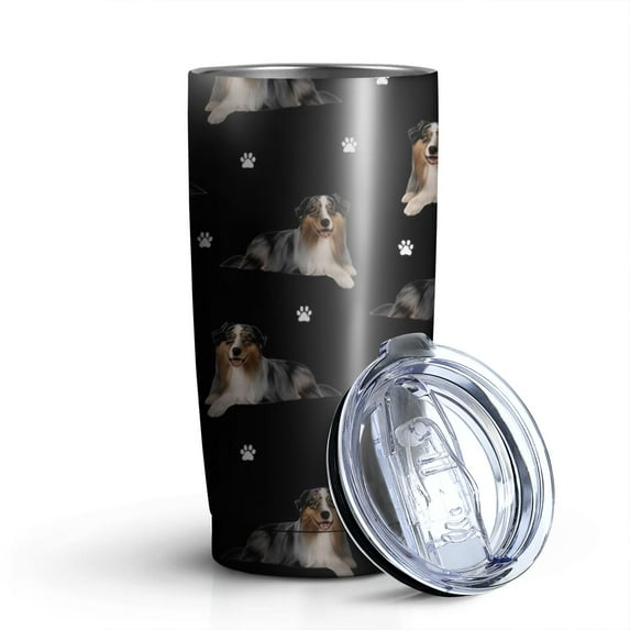 20oz Tumblers Australian Shepherd Dog and Footprints Stainless Steel ...