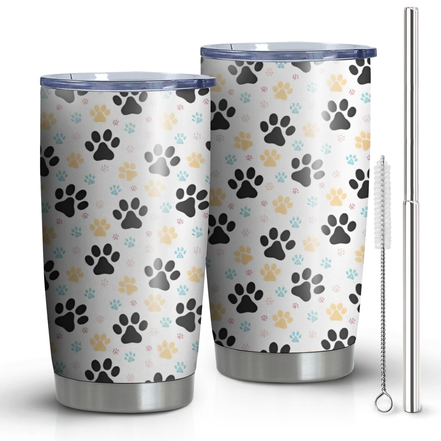 20oz Tumblers Black Dog Puppy Paw Stainless Steel Vacuum Insulated ...