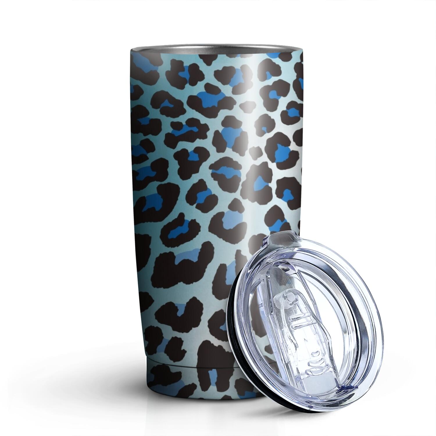 20oz Tumblers Blue Leopard Print Stainless Steel Vacuum Insulated ...