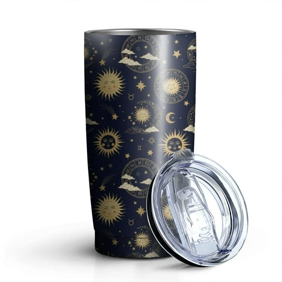20oz Tumblers Blue Sun Moon Star Pattern Stainless Steel Vacuum ...