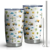 20oz Tumblers Cartoon Construction Vehicles Sun Clouds Stainless Steel ...