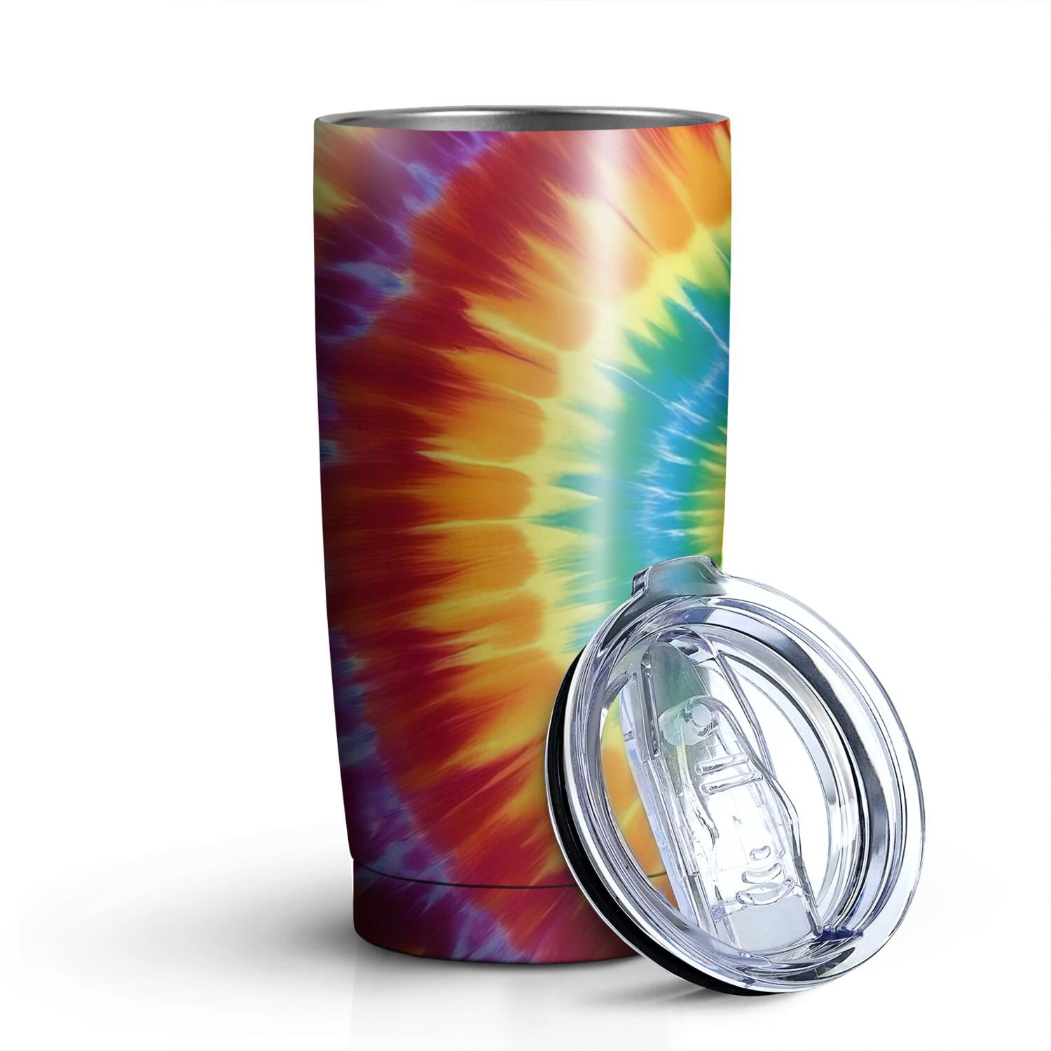20oz Tumblers Colorful Rainbow Tie Dye Spiral Pattern Stainless Steel ...