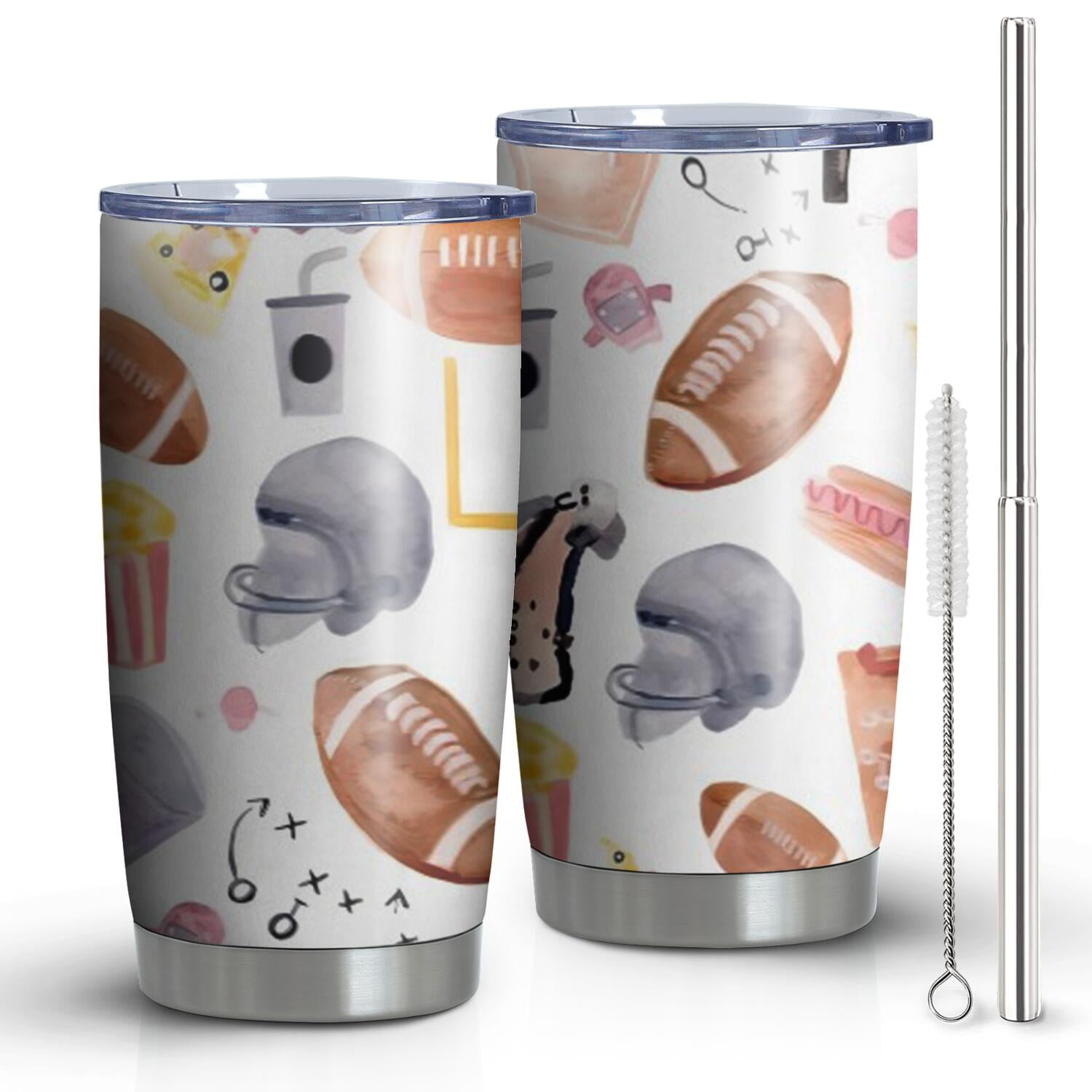20oz Tumblers Colorful Rugby Game Items Pattern Stainless Steel Vacuum ...