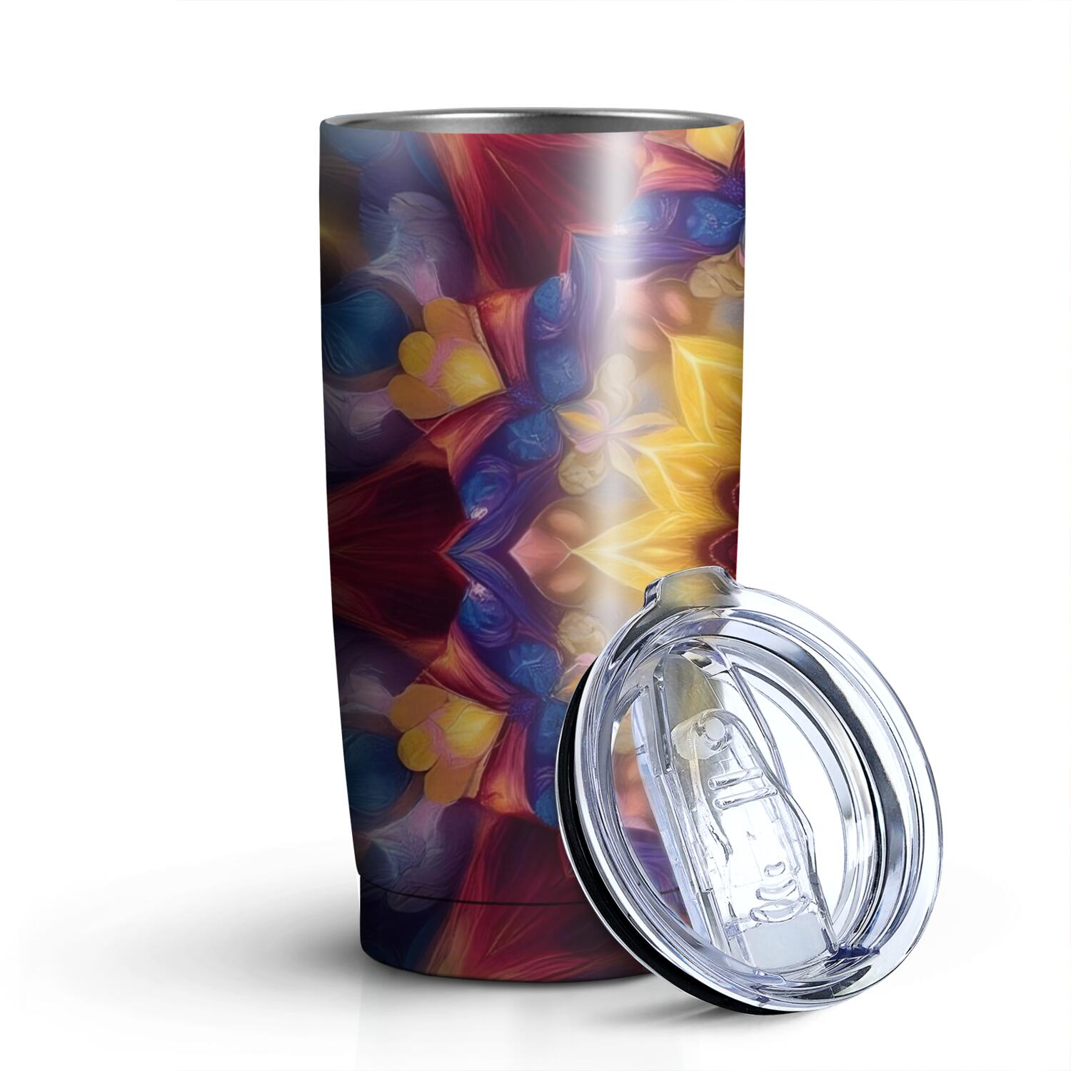 20oz Tumblers Colorful Tie Dye Flower Mandala Pattern Stainless Steel ...