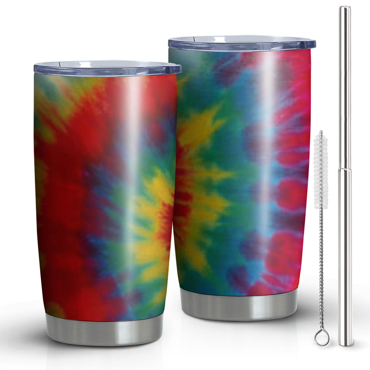 20oz Tumblers Colorful Tie Dye Pattern Stainless Steel Vacuum Insulated ...