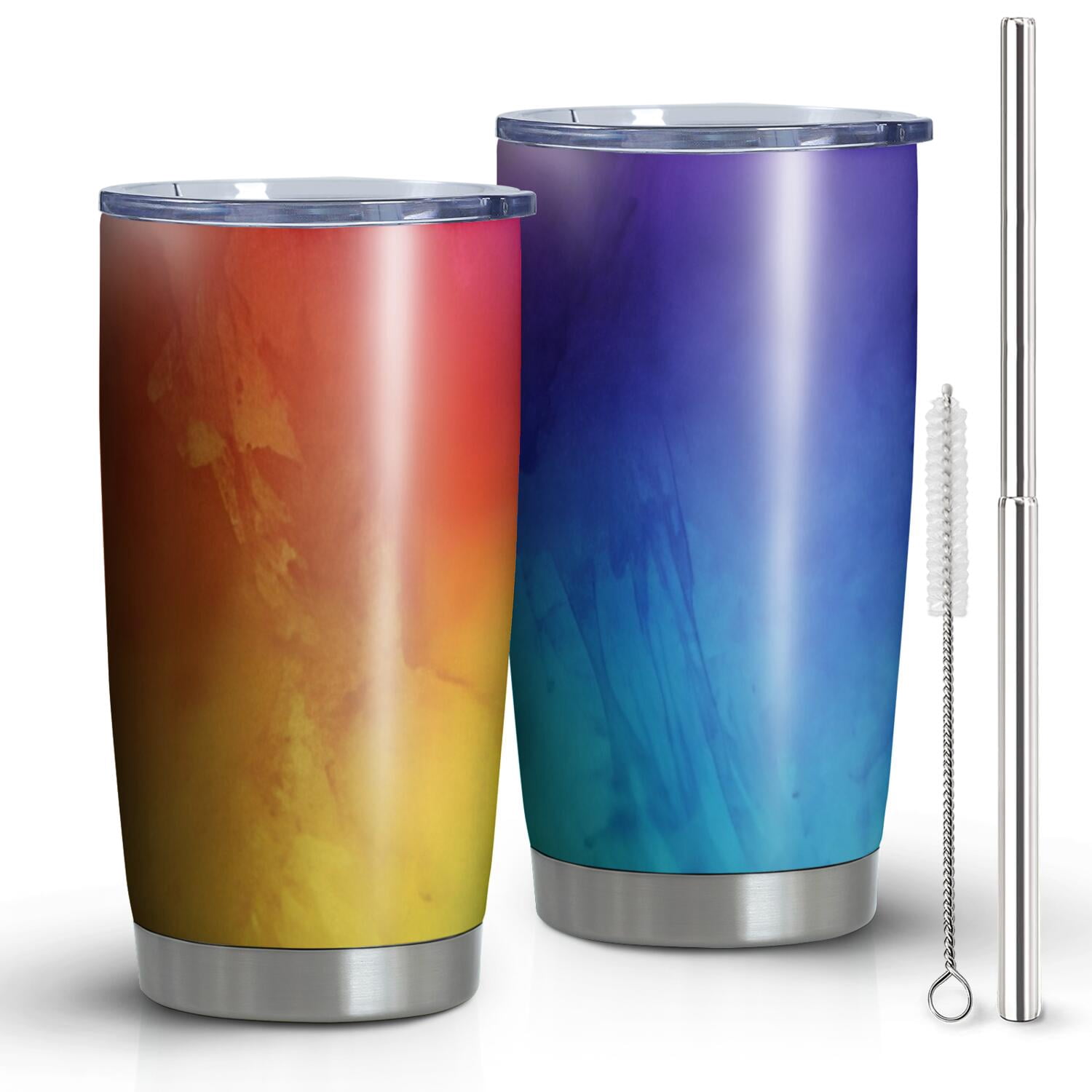 20oz Tumblers Colorful Tie Dye Pattern Stainless Steel Vacuum Insulated ...