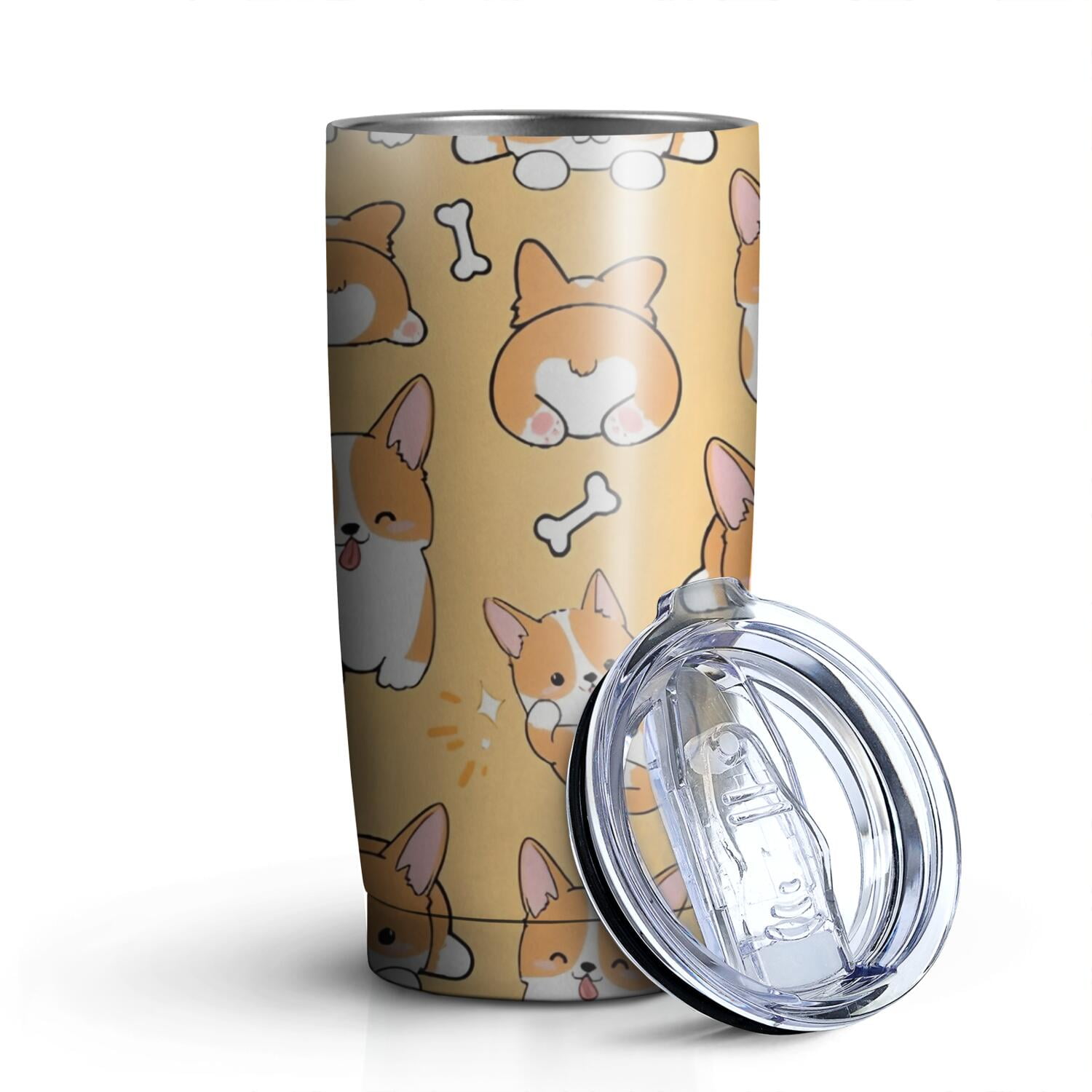 20oz Tumblers Corgi Dog and Footprints Stainless Steel Vacuum Insulated ...