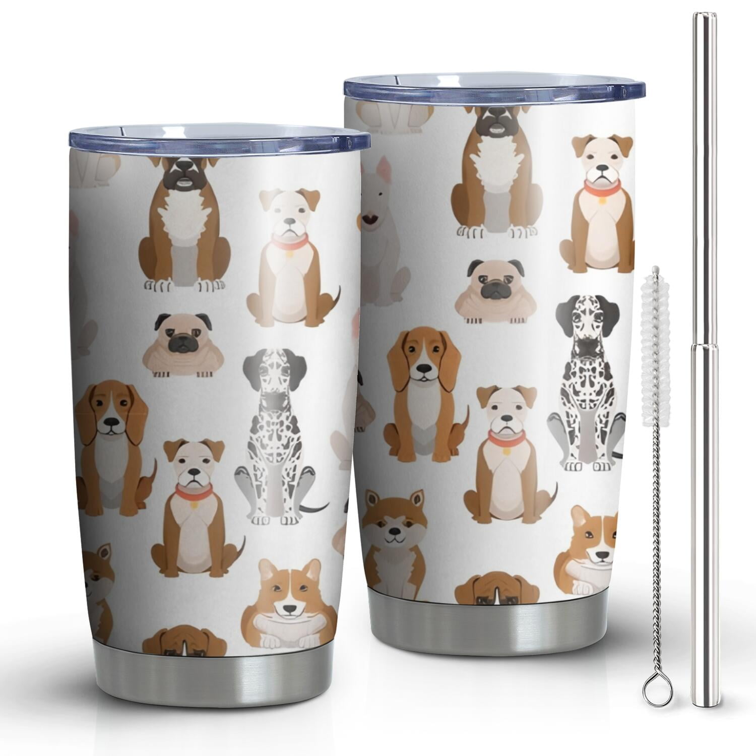 20oz Tumblers Cute Cartoon Dog Stainless Steel Vacuum Insulated Double ...