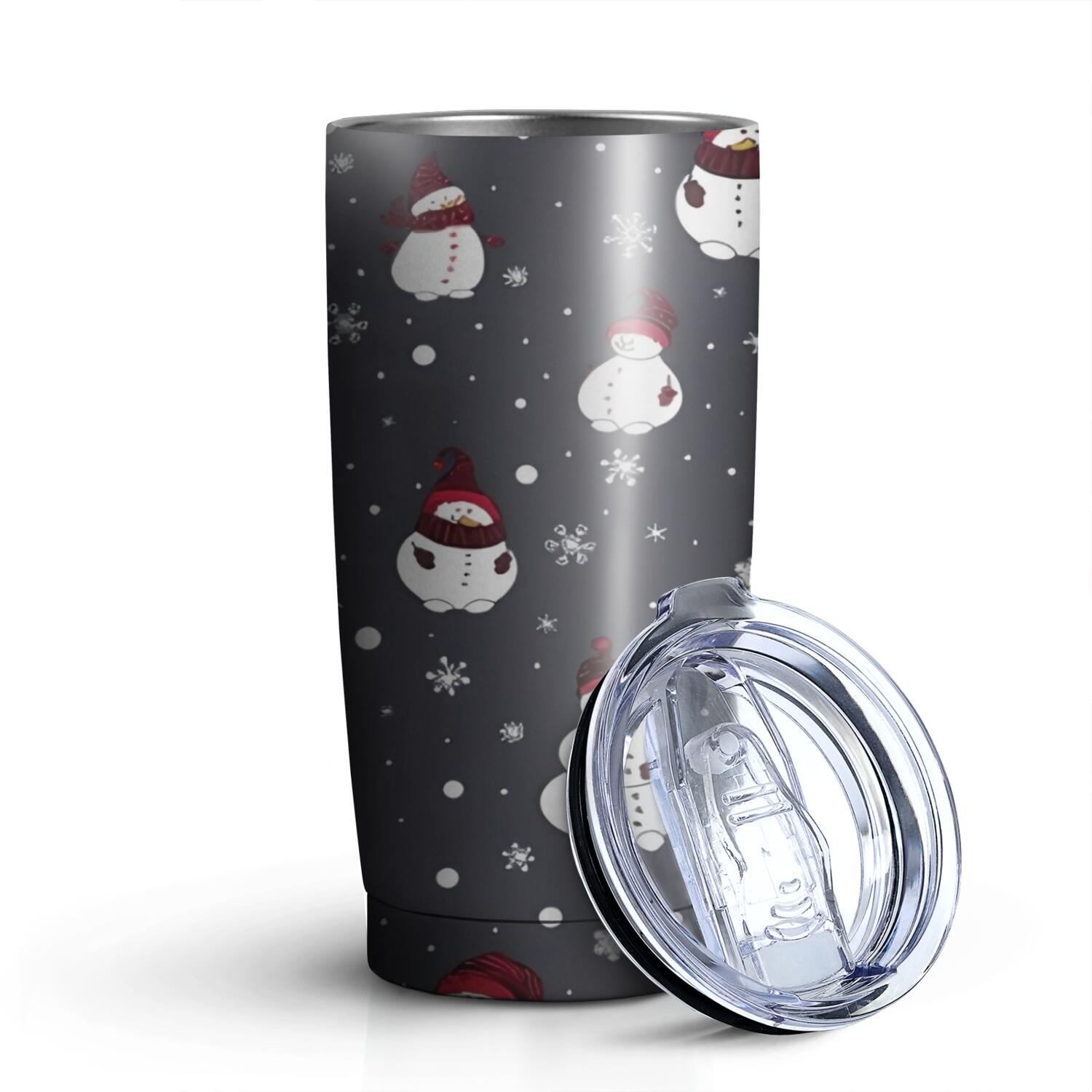 20oz Tumblers Dark Christmas Snowman Pattern Stainless Steel Vacuum ...