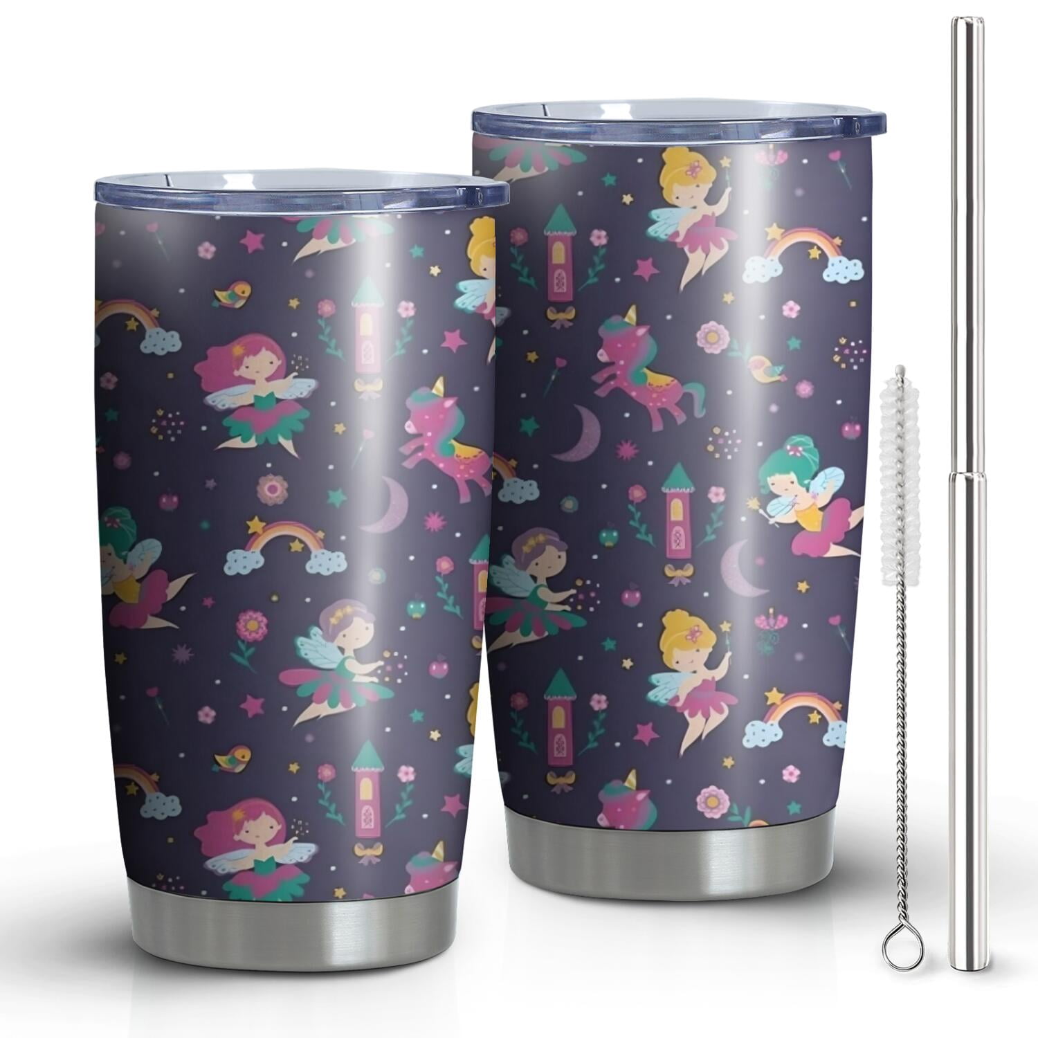 20oz Tumblers Fairy Princess Magic Pattern Stainless Steel Vacuum ...