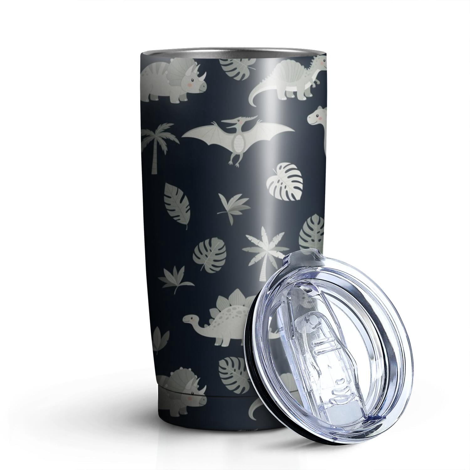 20oz Tumblers Gray Dinosaurs Exotic Leaves Stainless Steel Vacuum ...