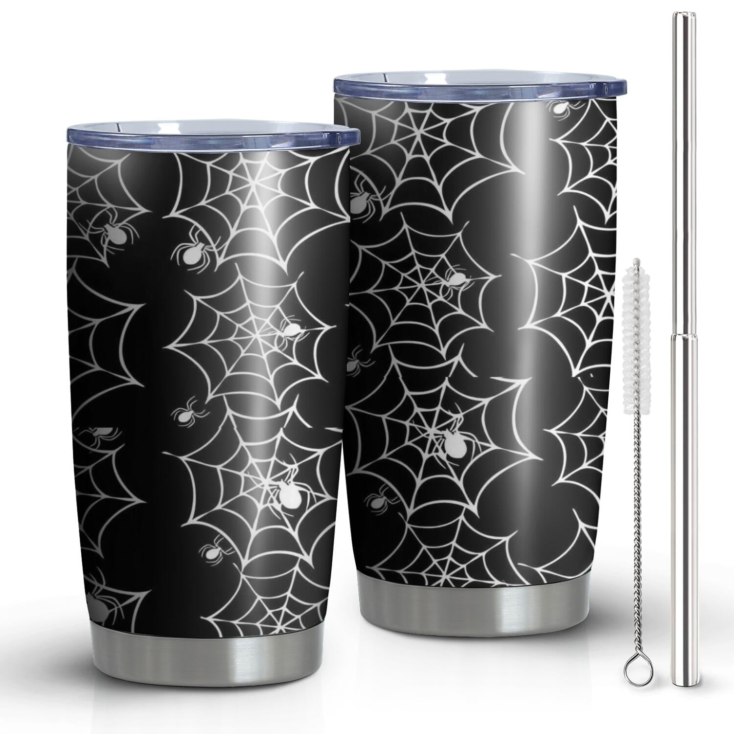 20oz Tumblers Halloween Black and White Spider Webs and Spiders ...