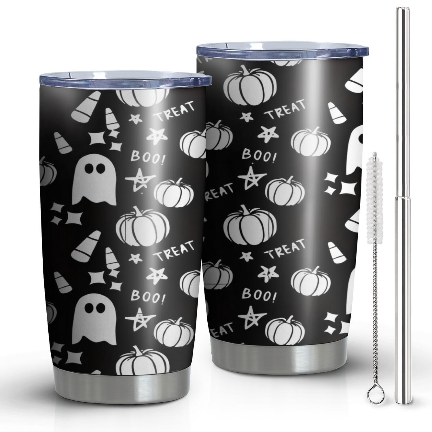 20oz Tumblers Halloween Ghost Pumpkin Pattern Stainless Steel Vacuum ...