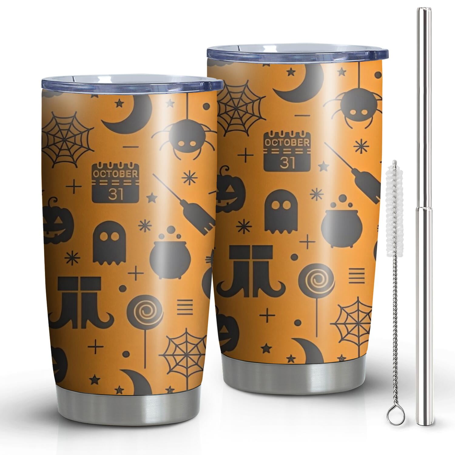 20oz Tumblers Halloween Minimalist Icons Pattern Stainless Steel Vacuum ...