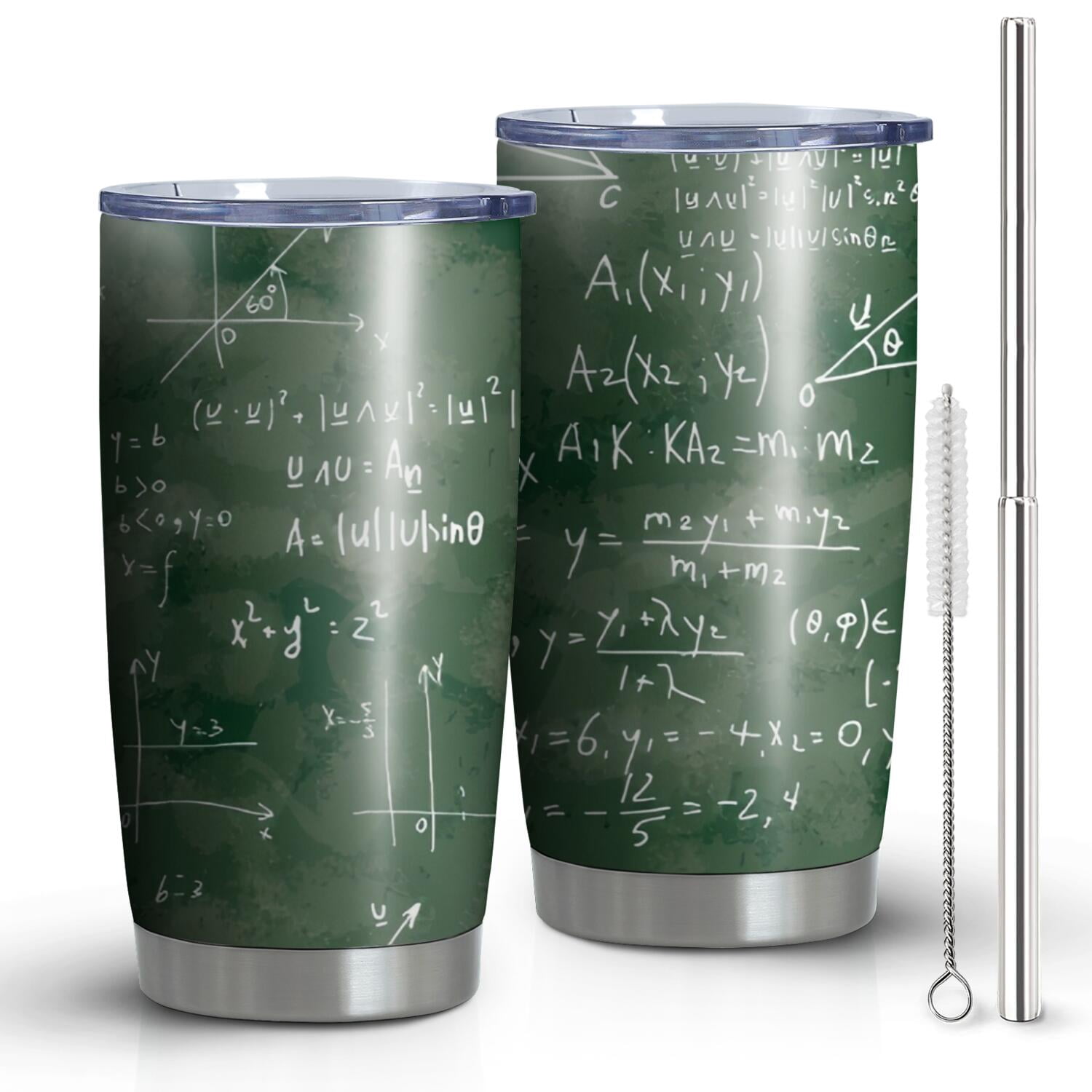 20oz Tumblers Math Equations Algebra Green Pattern Stainless Steel ...