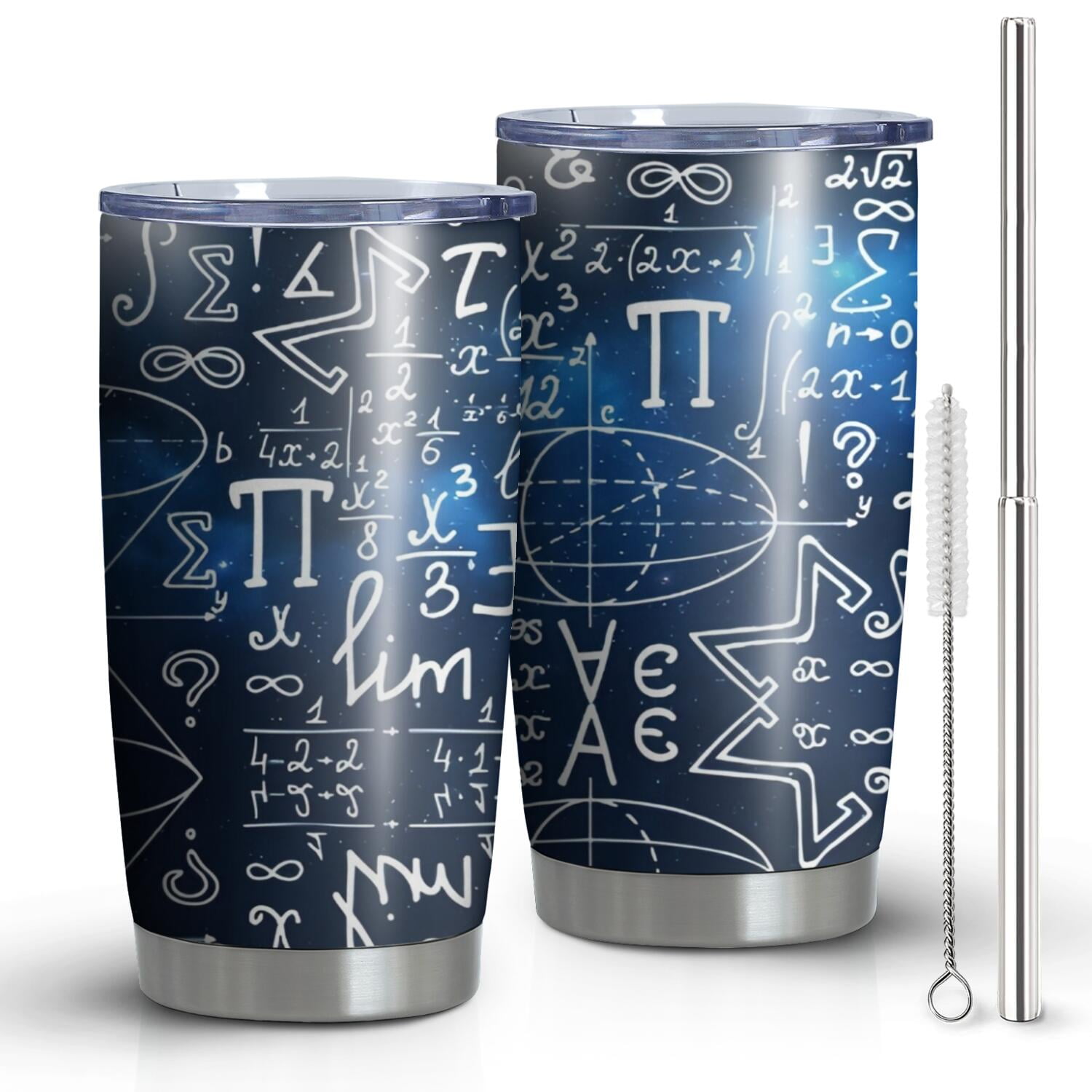 20oz Tumblers Math Equations Calculus Symbols Blue Pattern Stainless ...