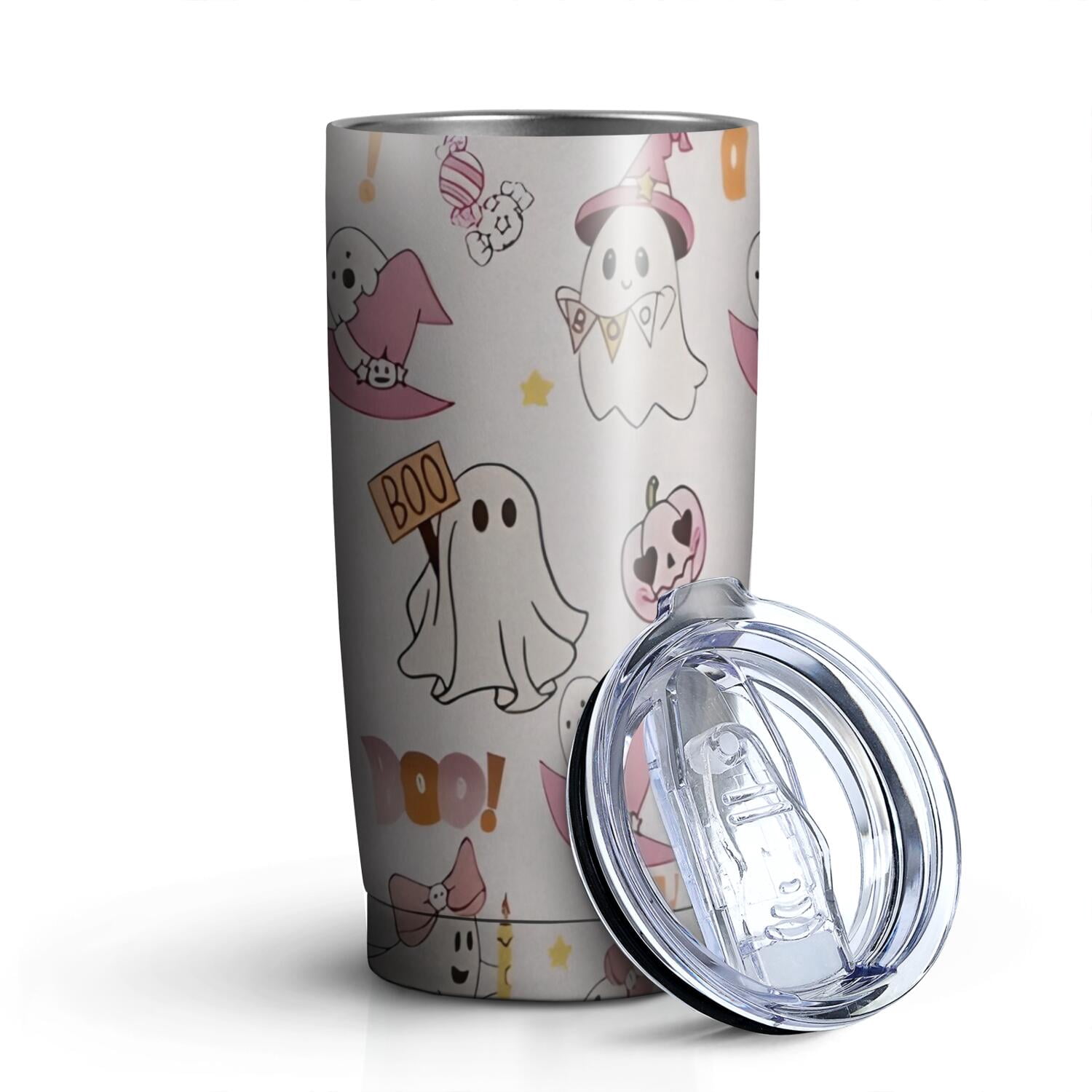 20oz Tumblers Pink Halloween Ghosts Stainless Steel Vacuum Insulated ...