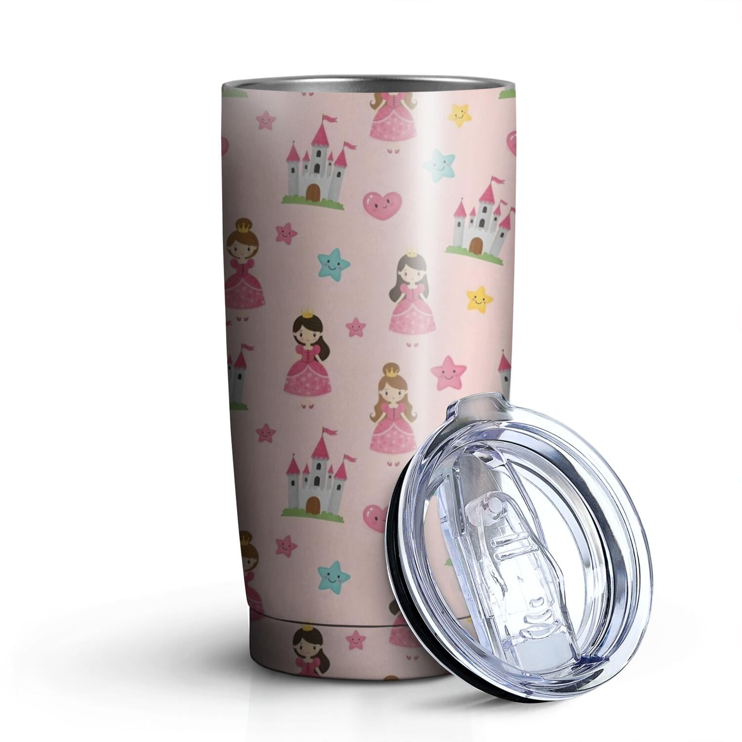 20oz Tumblers Pink Princess Castle Pattern Stainless Steel Vacuum ...