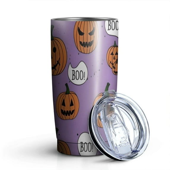 20oz Tumblers Purple Halloween Pumpkins with Boo Stainless Steel Vacuum ...