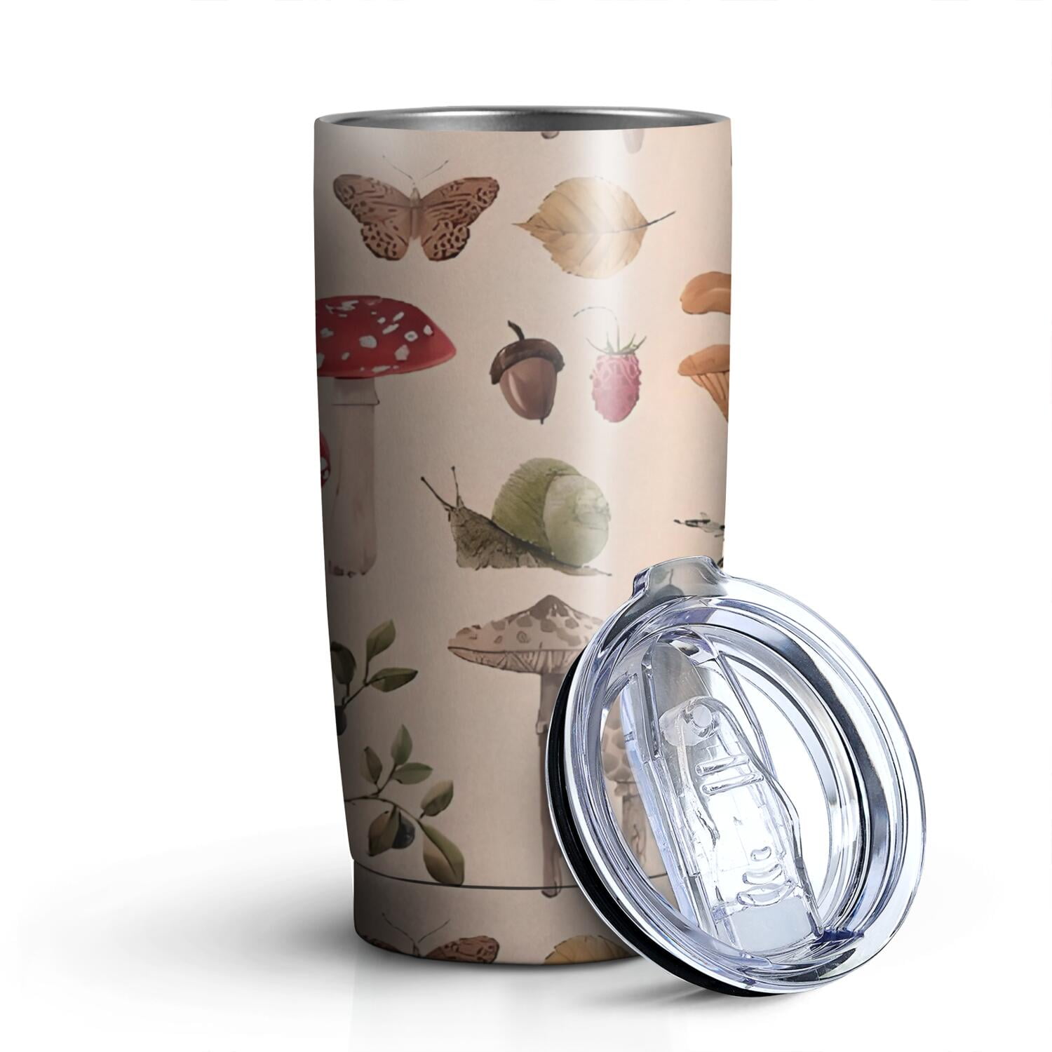20oz Tumblers Red Mushroom Insect Light Pattern Stainless Steel Vacuum ...