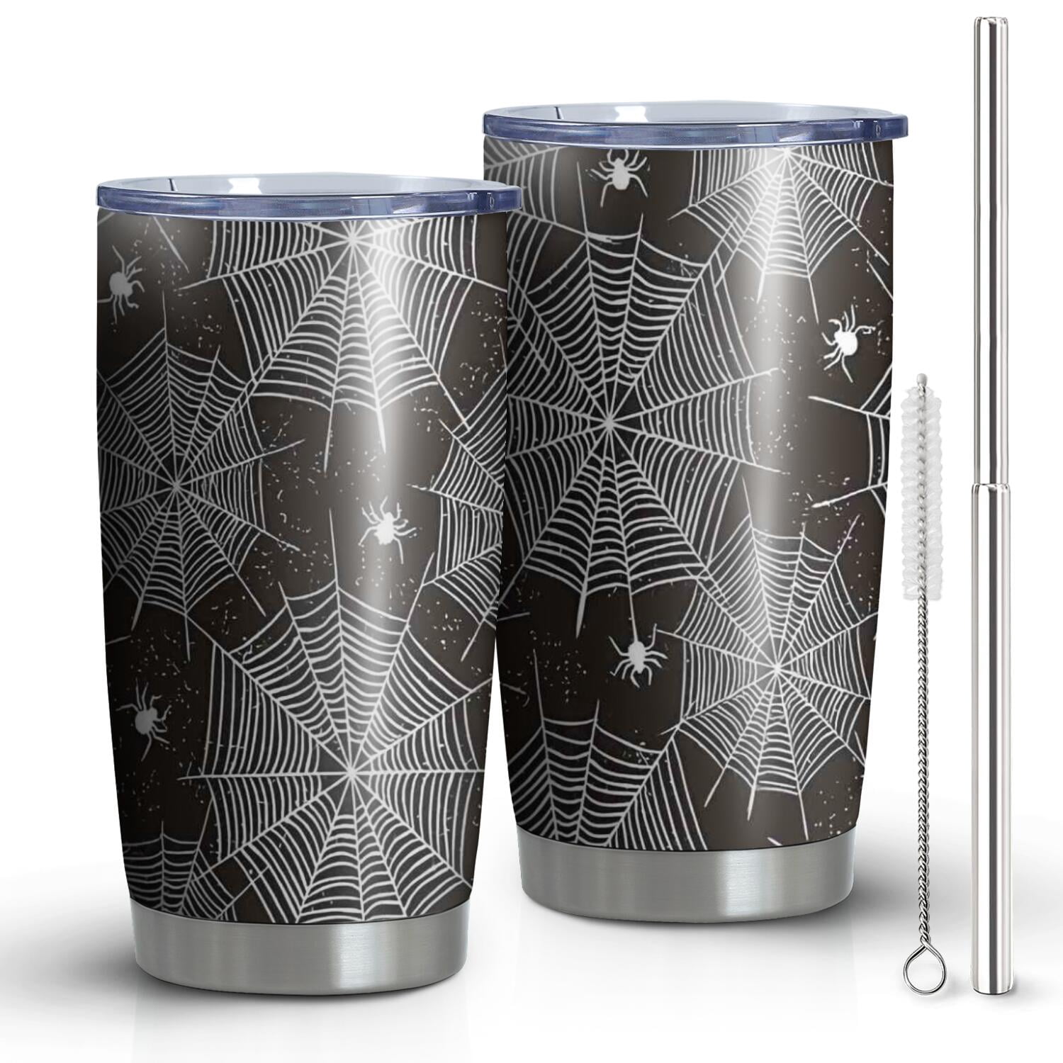 20oz Tumblers Spider Web and Spiders Halloween Pattern Stainless Steel ...