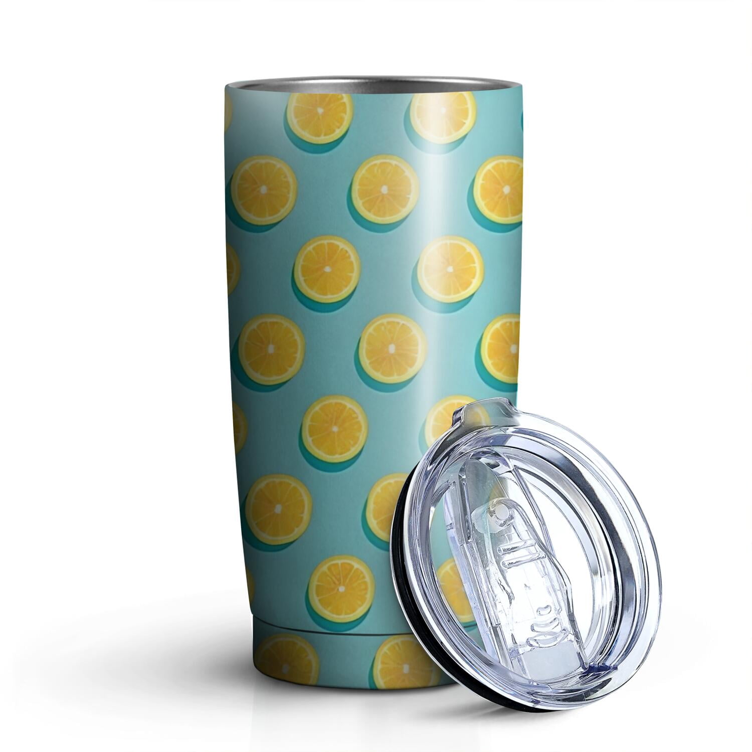 20oz Tumblers Yellow Lemon Fruit Slices LightBlue Pattern Stainless ...