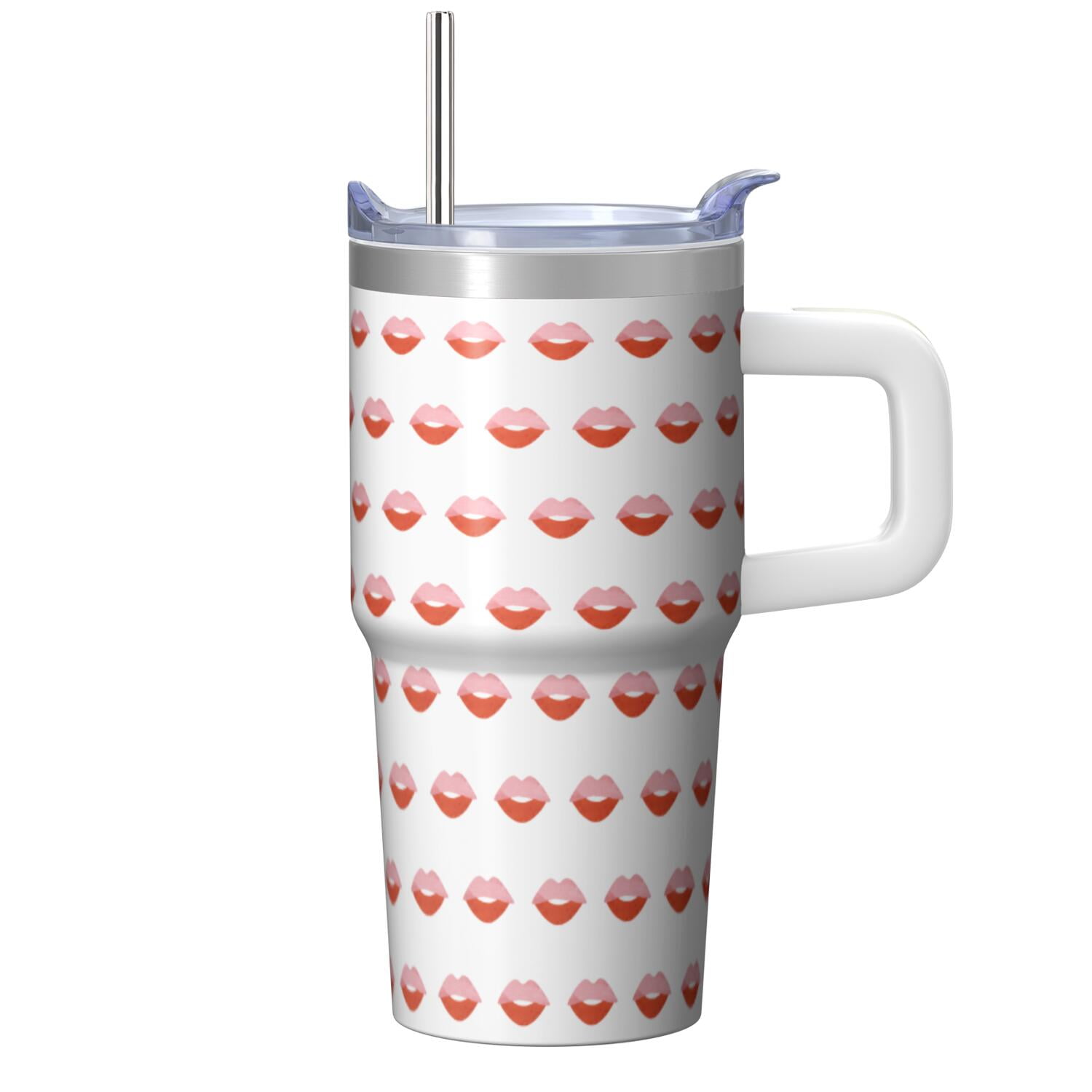 20oz Valentine's Day Portable Travel Tumbler with Handle Straw Lid ...