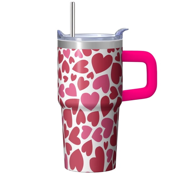 20oz Valentine's Day Travel Tumbler with Handle Straw Lid Coffee Mug ...