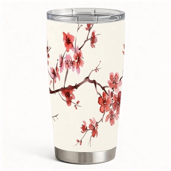 20oz Watercolor Cherry Blossom Stainless Steel Tumbler， Tumbler with ...