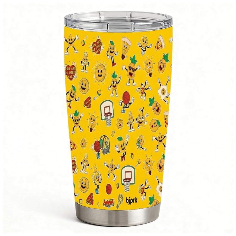 20oz Whimsical Cartoon Fruit & Star & Sun & Pizza to Relax Pattern ...