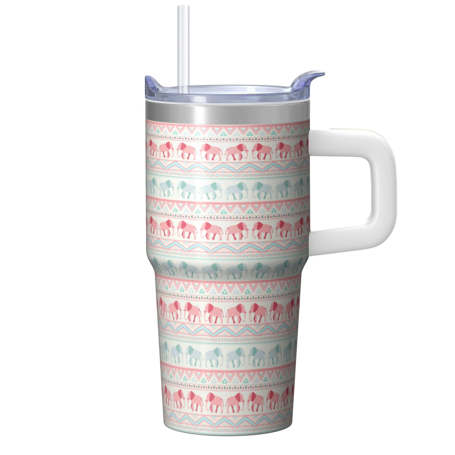 20oz elephant Themed Tumbler with Handle Easy Clean elephant Lover Cup ...