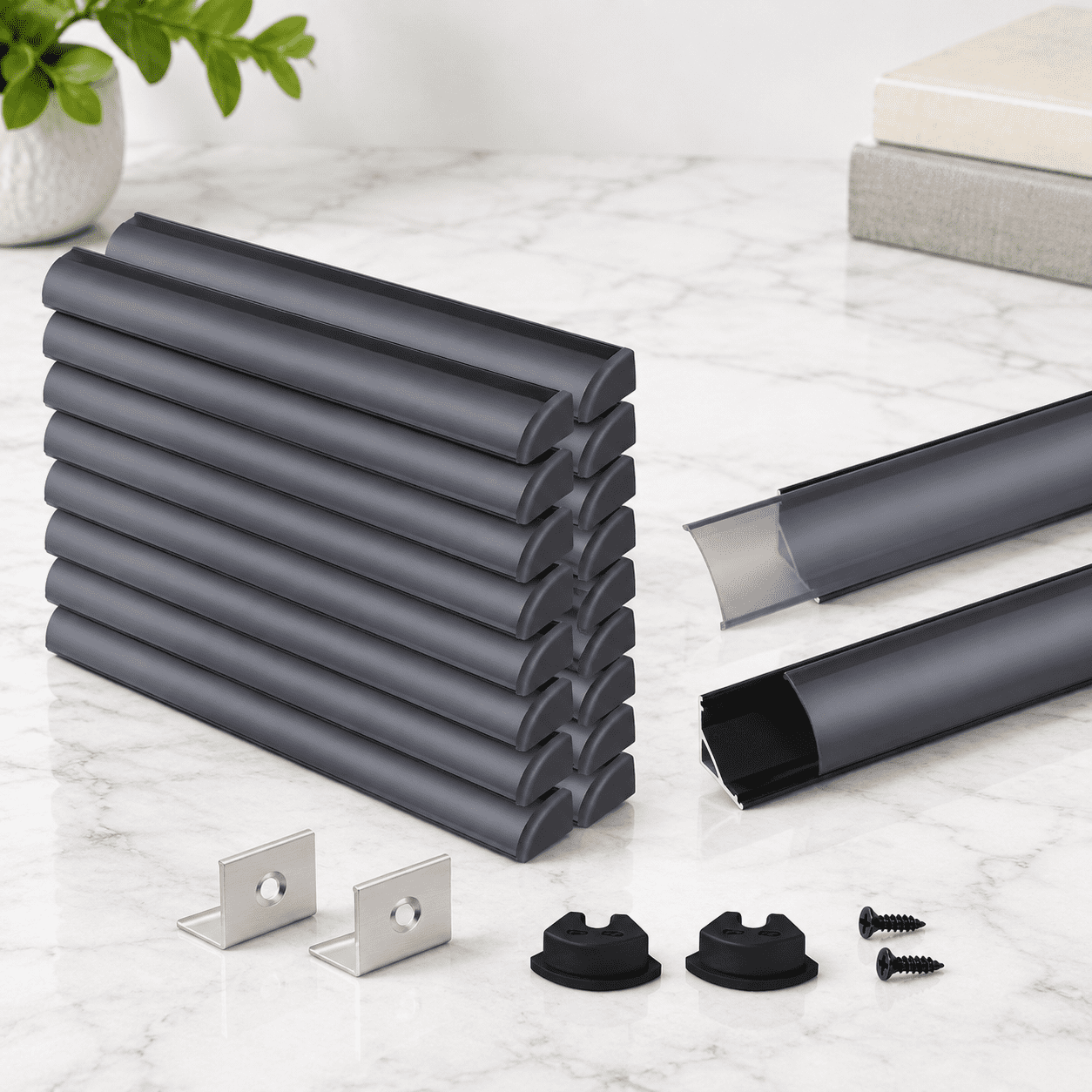 20pack 3.3 Ft Led V Shape Diffuser Aluminum System With Black Cover End ...