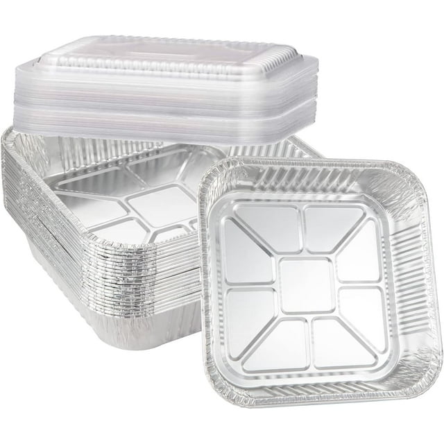 20pack-8 x 8 Square Baking Cake Pans with Plastic Dome Lids Disposable ...