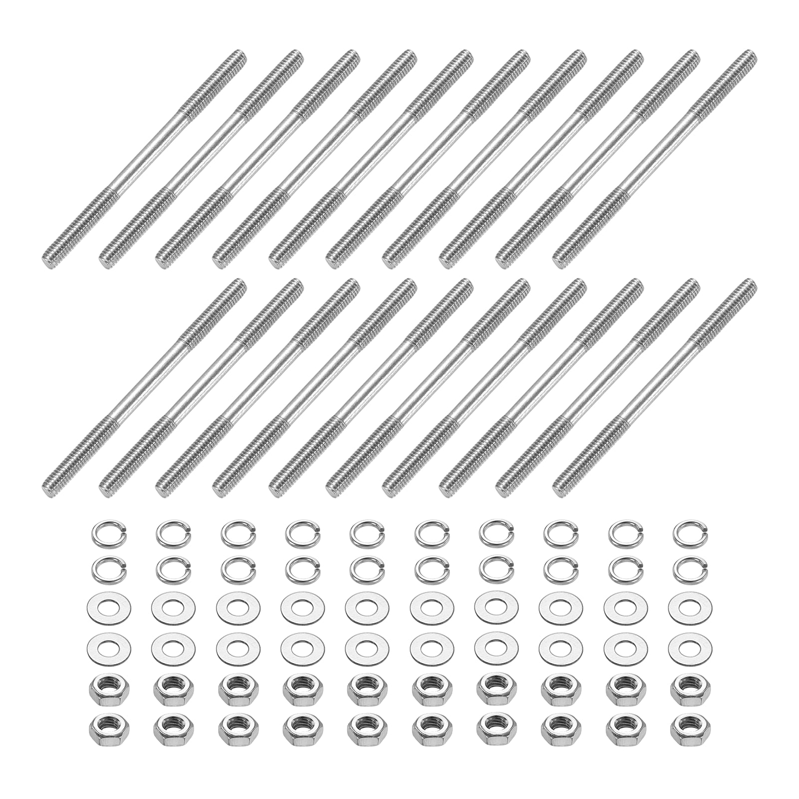 20pack M3x45mm Double End Threaded Stud Screw Bolt with Nuts and ...