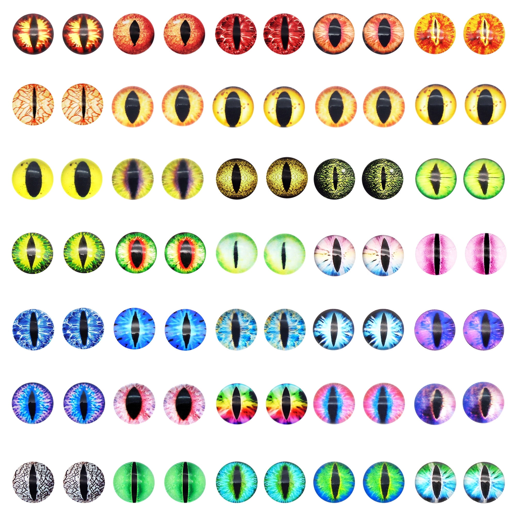 20pairs 15mm Dome Glass Toy Eyes Evil Dragon Cat Vertical Eyes Flat Back Cabochons For Plush ...