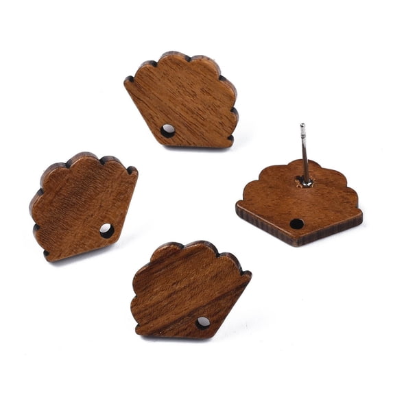 20pairs Walnut Wood Stud Earring Findings with Hole and 304 Stainless ...