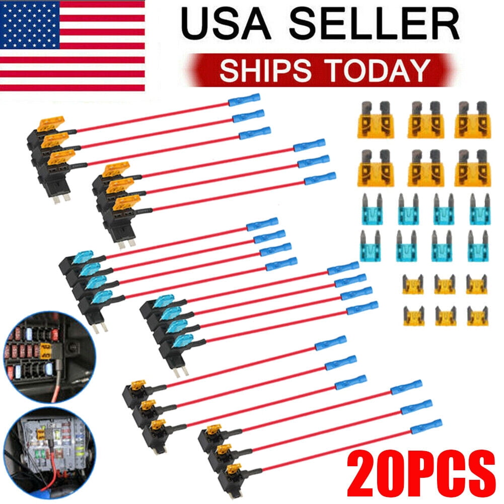 20pc 12V Car Add-a-Circuit Fuse Adapter w/ Standard & Mini Tap Blade ...