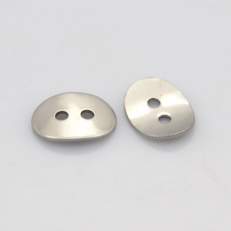 20pc 2-Hole Oval 304 Stainless Steel Buttons Stainless Steel Color ...