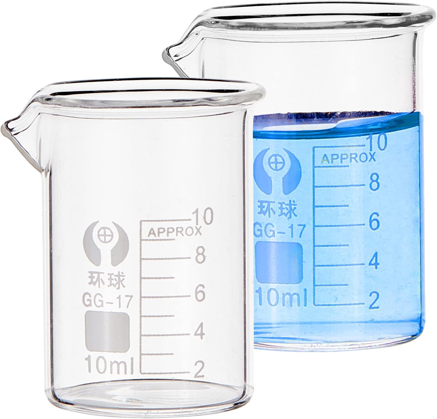 20pc 20 Pack Glass Beaker Measuring Cups Graduated 10ml Labs Beaker Low ...