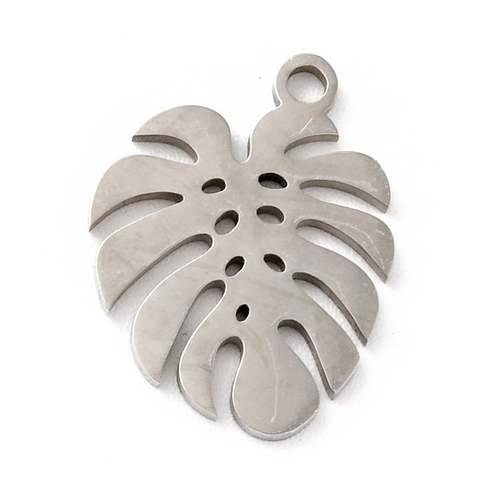 20pc 201 Stainless Steel Pendants Tropical Leaf Charms Monstera Leaf ...