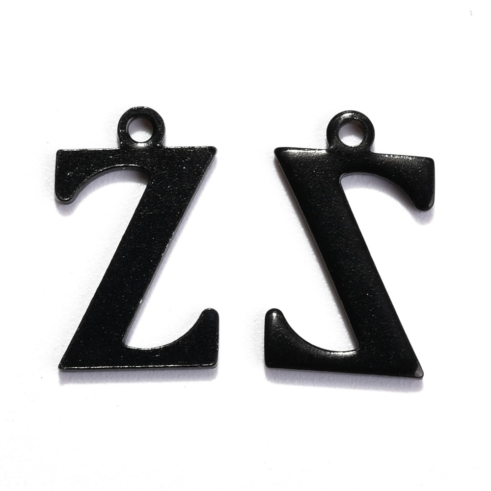 20pc 304 Stainless Steel Alphabet Charms Electrophoresis Black Letter.Z ...
