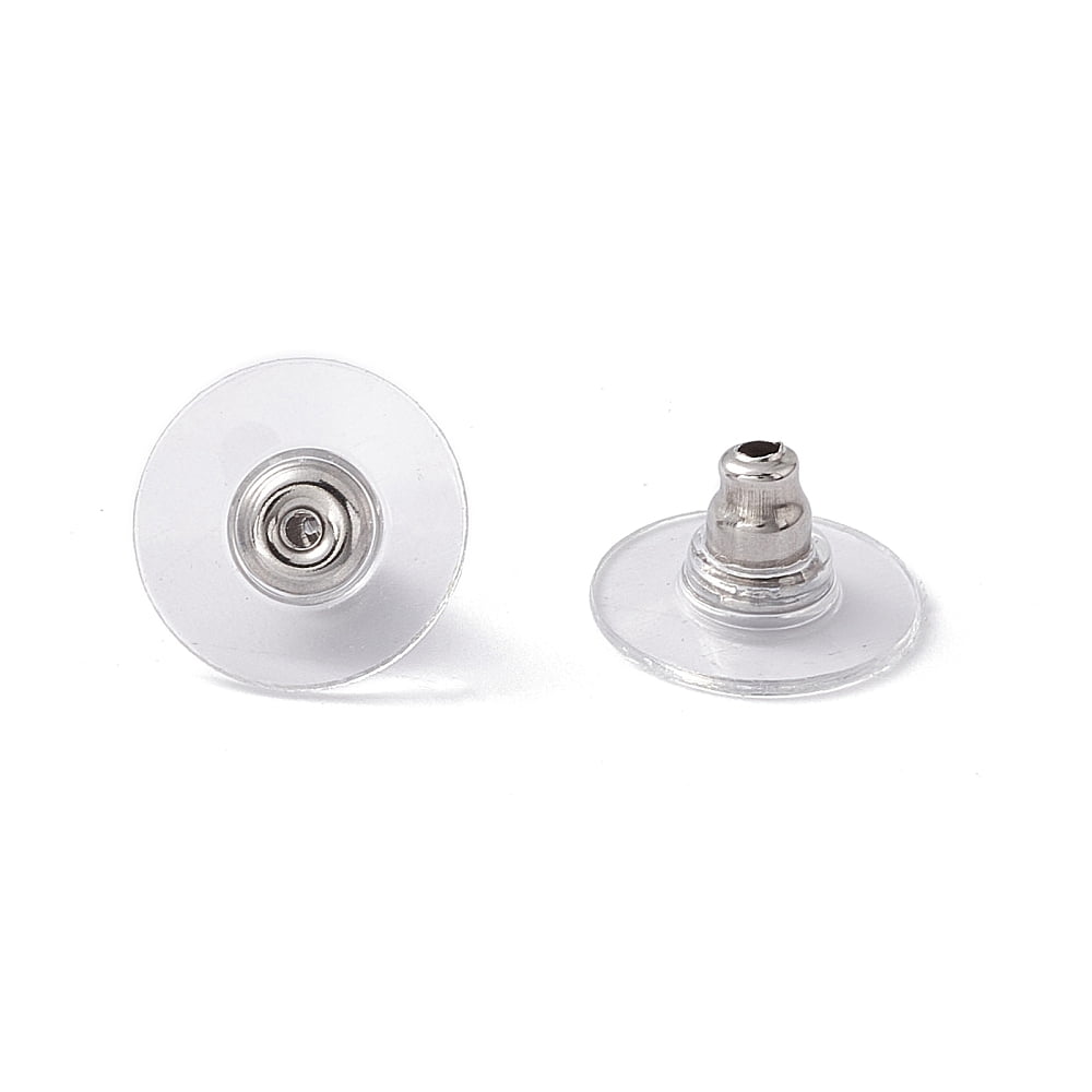 20pc 304 Stainless Steel Bullet Clutch Earring Backs with Plastic Pads ...