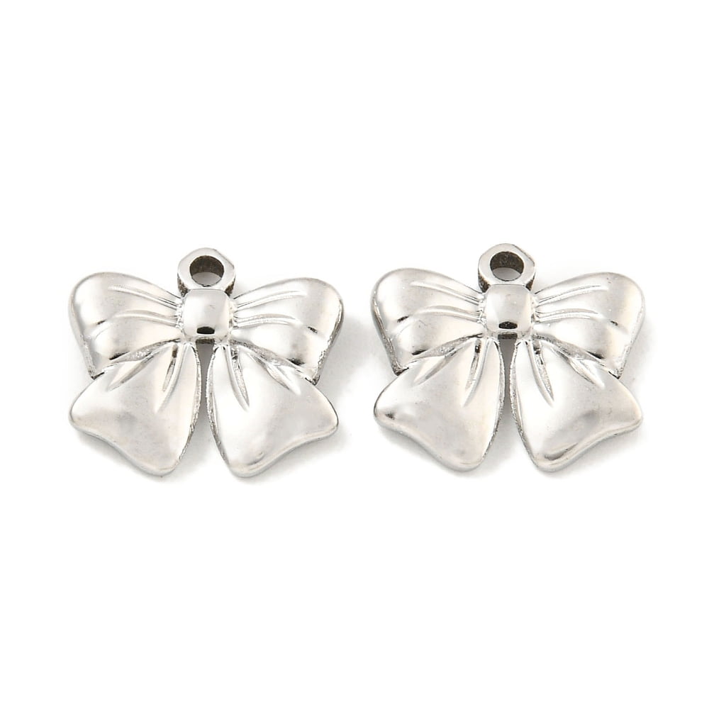 20pc 304 Stainless Steel Charms Bowknot Charm Stainless Steel Color ...
